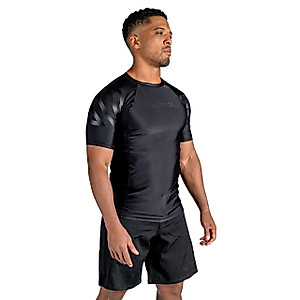 Sanabul Essentials Short Sleeve Compression Shirt for Men | Jiu Jitsu BJJ T Shirt (Large, All Black)