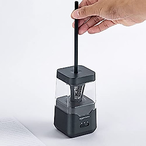 Amazon Basics Portable Electric Pencil Sharpener, Helical Blade, Auto Stop, Battery/USB Cord Operated