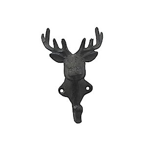 Comfy Hour Antique and Vintage Animal Collection Cast Iron Deer Single Key Coat Hook Clothes Rack Wall Hanger, Heavy Duty, Recycled