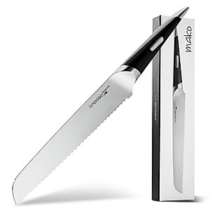linoroso Serrated Bread Knife for Homemade Bread,Ultra Sharp Forged German High Carbon Stainless Steel Blade(8 inch),Full Tang,Ergonomic Handle- MAKO Series