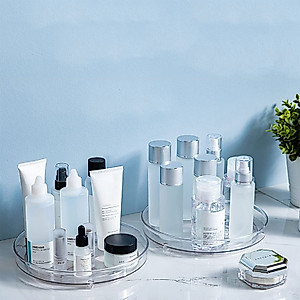 Lazy Susan Organizer 9.25 Inches Clear Turntable, 2 Pack Lazy Susan for Cabinet, Rotating Spice Rack Kitchen Storage Perfume Organizers for Fefrigerator, Pantry, Countertop, Table, Vanity, Bathroom