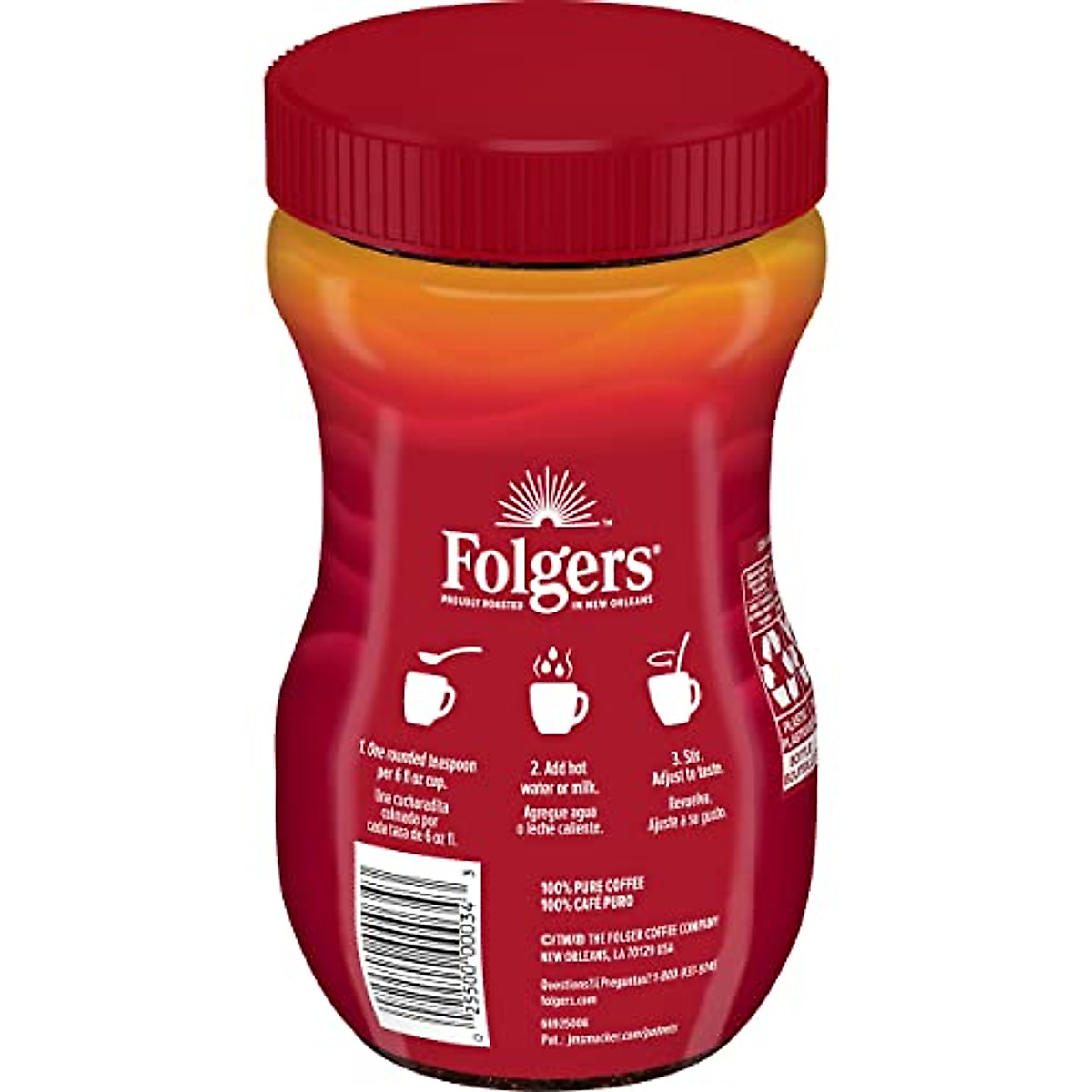 Folgers Classic Roast Instant Coffee, 8-Ounce Jar