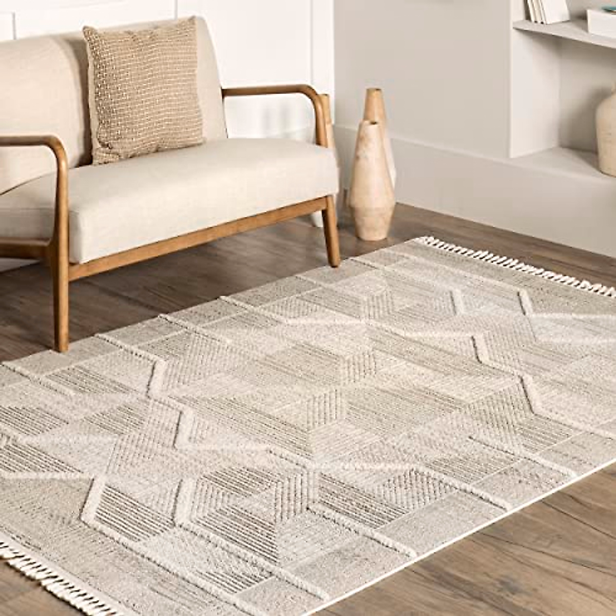 nuLOOM Haida Moroccan Tiles High/Low Tasseled Area