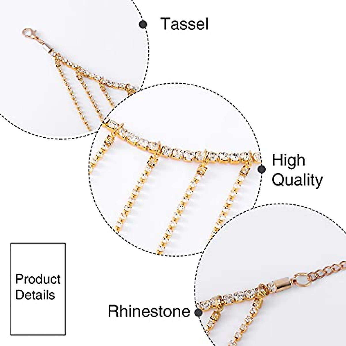 Asooll Crystal Body Chains Fashion Belly Hip Skirts Tassel Waist Chains Summer Beach Nightclub Party Body Accessories Jewelry for Women and Girls (Gold)