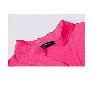 Vidusou Women's Sleeveless Golf & Tennis Polo Shirt - Moisture-Wicking V-Neck Lapel Collar, Rose Red, L