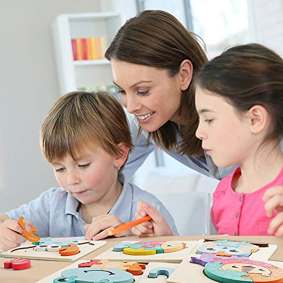 Wooden Puzzles for Toddlers, 6 Pack Animal Puzzles Toys Wooden Puzzles for Toddlers Kids 1-3, Montessori Educational Fine Motor Skill Early Learning Educational Gift for Boys Girls Ages 1 2 3 4 5 6