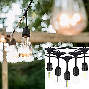 IDEAALS Super Bright 50FT S14 Outdoor String Lights (Extendable Max 250FT), IP65 15 Shatterproof S14 Bulbs Edison Vintage Backyard Lights, Waterproof Commercial Grade Lights for Patio Pergola