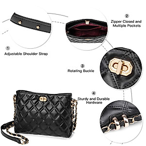 Sivim Crossbody Bags for Women Medium Size Leather Cute Crossbody Purse Shoulder Bag with Adjustable Gold Chain Strap(Medium Black)