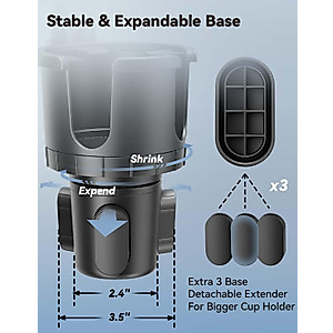 WAVECUER Cup Holder Phone Mount for Car, Phone Cup Holder for Car iPhone with Expandable Base, Compatible with iPhone Samsung All Phones (1 Pack)