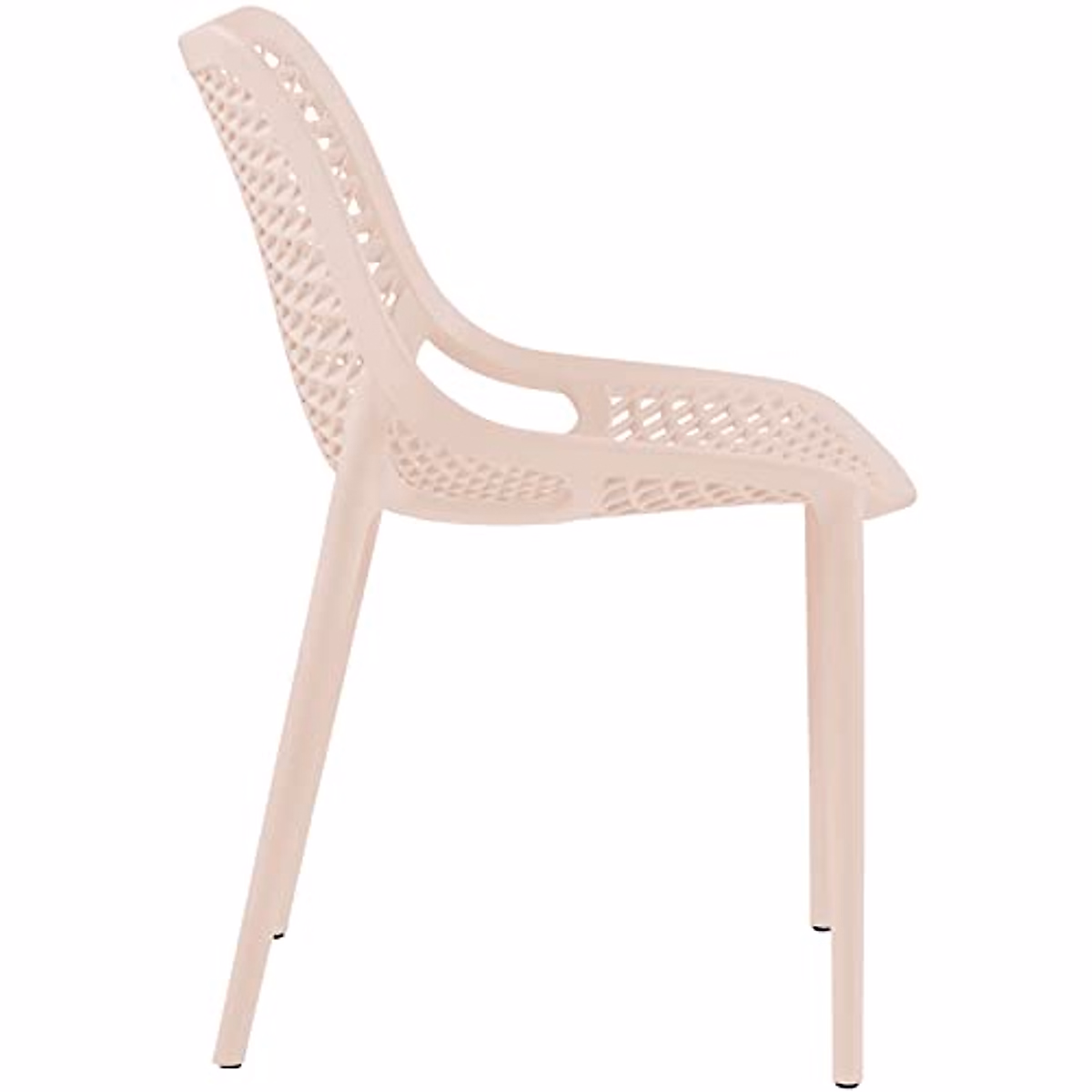 Meridian Furniture 328Pink Modern | Contemporary Patio Dining Chair with Polypropylene Plastic, Weather Resisting for Indoor or Outdoor Use, Set of 4, 20" W x 24.5" D x 33" H, Pink