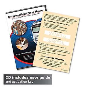 Calculated Industries 4111 Construction Master Pro Software (CD) for Windows | Calculates Construction Math on Your PC | Estimates and Layouts as Handy Pop-up Program