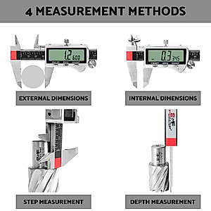 Caliper Measuring Tool 6 inch / 150 mm, Digital Caliper with Extra Large LCD Screen, Digital Micrometer Caliper Vernier IP54 by S&F STEAD & FAST