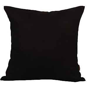 TangDepot Handmade Decorative Solid 100% Cotton Canvas Throw Pillow Covers/Pillow Shams, (20"x20", Black)