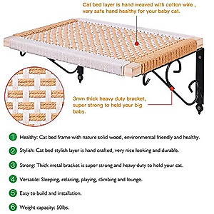 Purife Floating Cat Wall Shelves & Perches for Indoor Large Cats - Wall Mount Cat Hammock Bed Cat Shelf for Wall, Modern Cat Wall Furniture, Cat Window Sill Ledge Shelf for Sleeping and Sighting