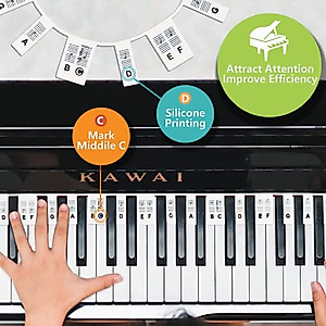BMESSE The Alternative To Messy Piano Keyboard Stickers,No Glue,Easy Integral Installation With a Case (61)