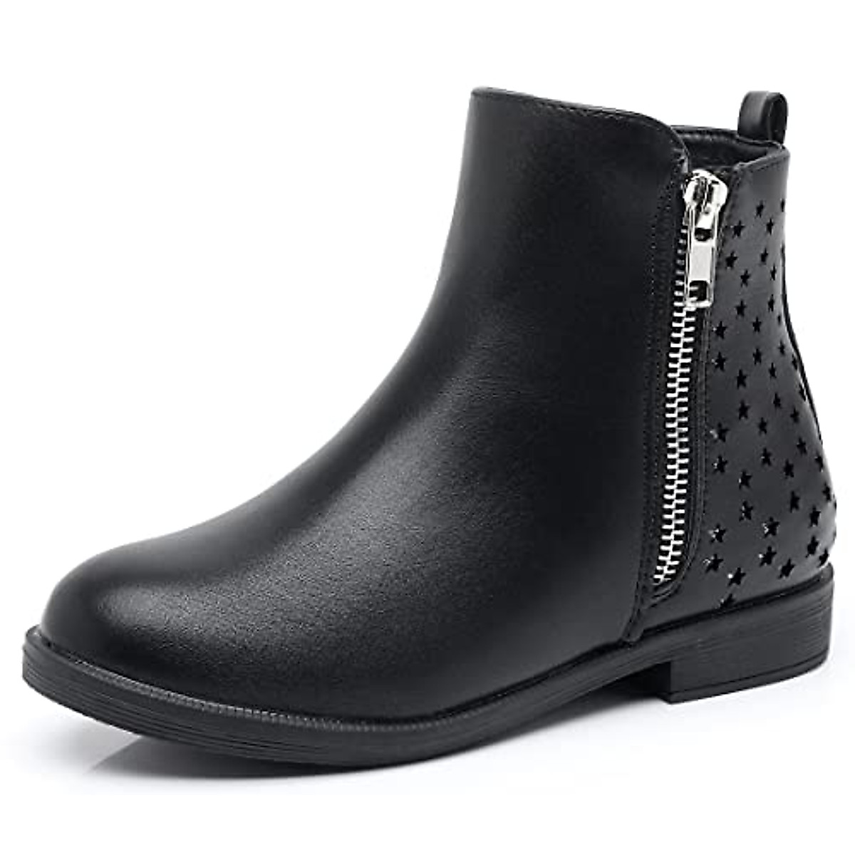 Apakowa Kids Girls Chelsea Boots Fashion Combat Boots Side Zipper Booties (Little Kid/Big Kid)