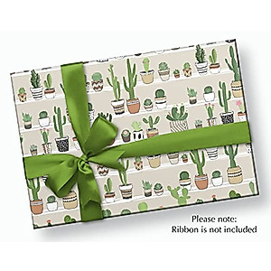 Stesha Party Cactus Wrapping Paper Plant Lover Gift - Folded Flat 30 x 20 Inch - 3 Sheets