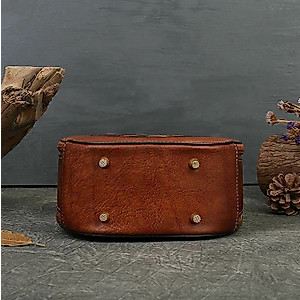 Handmade Women Genuine Cow Leather Shoulder Bag Handbag Purse Tote Rabbit Embossed Crossbody For Girl,For Women (Brown)