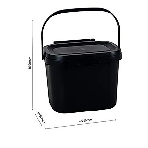 Addis Eco 100% Plastic Everyday Kitchen Food Waste Compost Caddy Bin, 4.5 Litre, Recycled Black