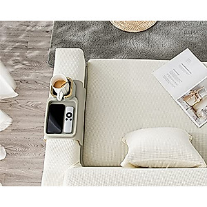 Couch Cup Holder Tray, Elimiko Silicone Anti-Spill and Anti-Slip Couch Drink Holder, Strong and Weighted Phone/Remote/Snacks Sofa Cup Holder, Gifts for Mom, Dad, Husband, Grandma, Grandpa (Griege)