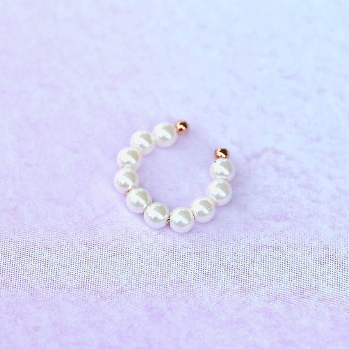 Pura Vida Rose Gold-Plated Bitty Pearl Ear Cuff Earring - Glass Bead Pearls, Brass Base - 1 Piece