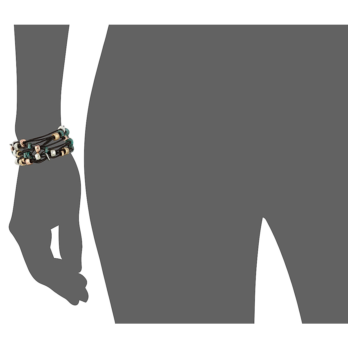 Robert Lee Morris Femme Petal Patina Mixed Metal Bead Multi-Row Toggle Bracelet