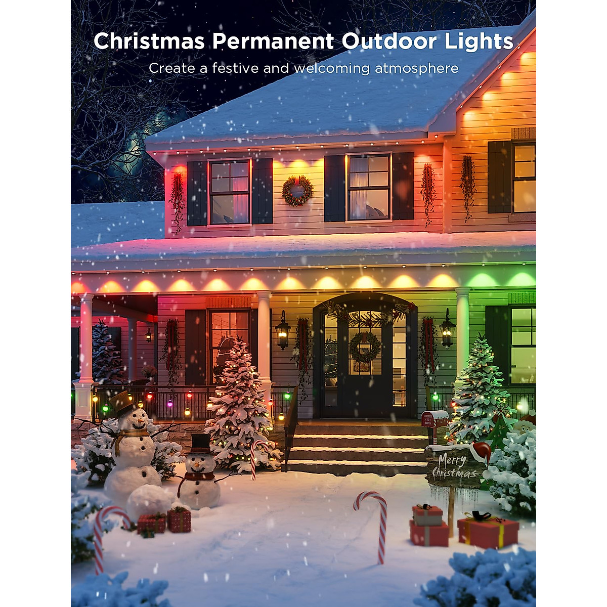 Govee 150ft Permanent Outdoor Lights Bundle Outdoor Light Show Box, Bluetooth Smart Group Control 10 Devices, IP65 Waterproof, Battery Powered, USB Charged, Support Outdoor and Indoor Light