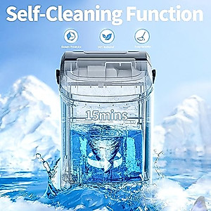 Nugget Countertop Ice Maker with Soft Chewable Ice, 34Lbs/24H, Pebble Portable Ice Machine with Ice Scoop, Self-Cleaning, One-Click Operation, for Kitchen,Office Stainless Steel Silver