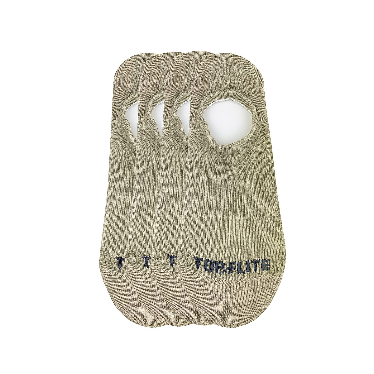 Top Flite Mens Ultra Dri No Show Cushion Socks 4 Pair Pack (Khaki, Large, l)