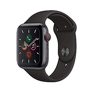 Apple Watch Series 5 (GPS + Cellular, 40MM) Space Gray Aluminum Case with Black Sport Band (Renewed)