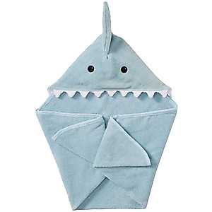 Baby Aspen Let The Fin Begin 4 Pc Bath Time Gift Set, Baby Shark Hooded Towel, Newborn, 0-9 Months, Blue