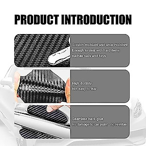 Dewkou 4 PCS Car Door Handle Sticker, Carbon Fiber Door Handle Cover, Leather Car Side Door Handle Sticker, Universal Car Door Handle Protective Film (Black)