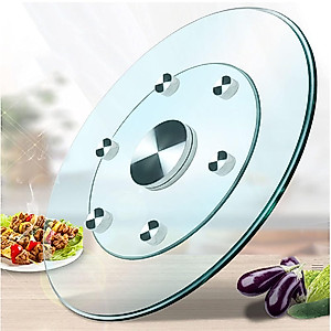 HIMMS Round Glass Lazy Susan Clear Turntable Organizer Large Rotating Serving Tray with Silent Bearing, Smooth 360° Rotation, for Restaurants Dining Tables (Color : E, Size : Ø50cm/20in)