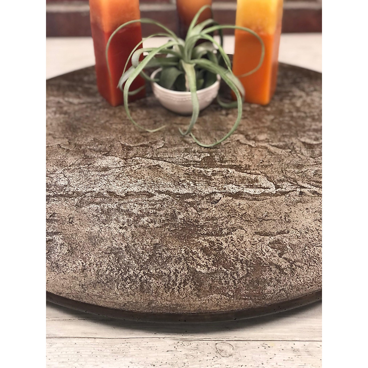 Concrete Cement Lazy Susan Unique, Hand Crafted, Gray, Turntable, 360 Degree Swivel, Made in The USA, Home Decor by Concrete Resurrection (Mocha 21-1/2" Diameter)