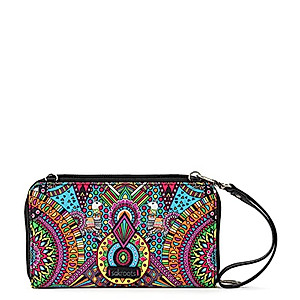 Sakroots Artist Circle Smartphone Crossbody in Eco Twill, Detachable Wristlet Strap, Rainbow Wanderlust