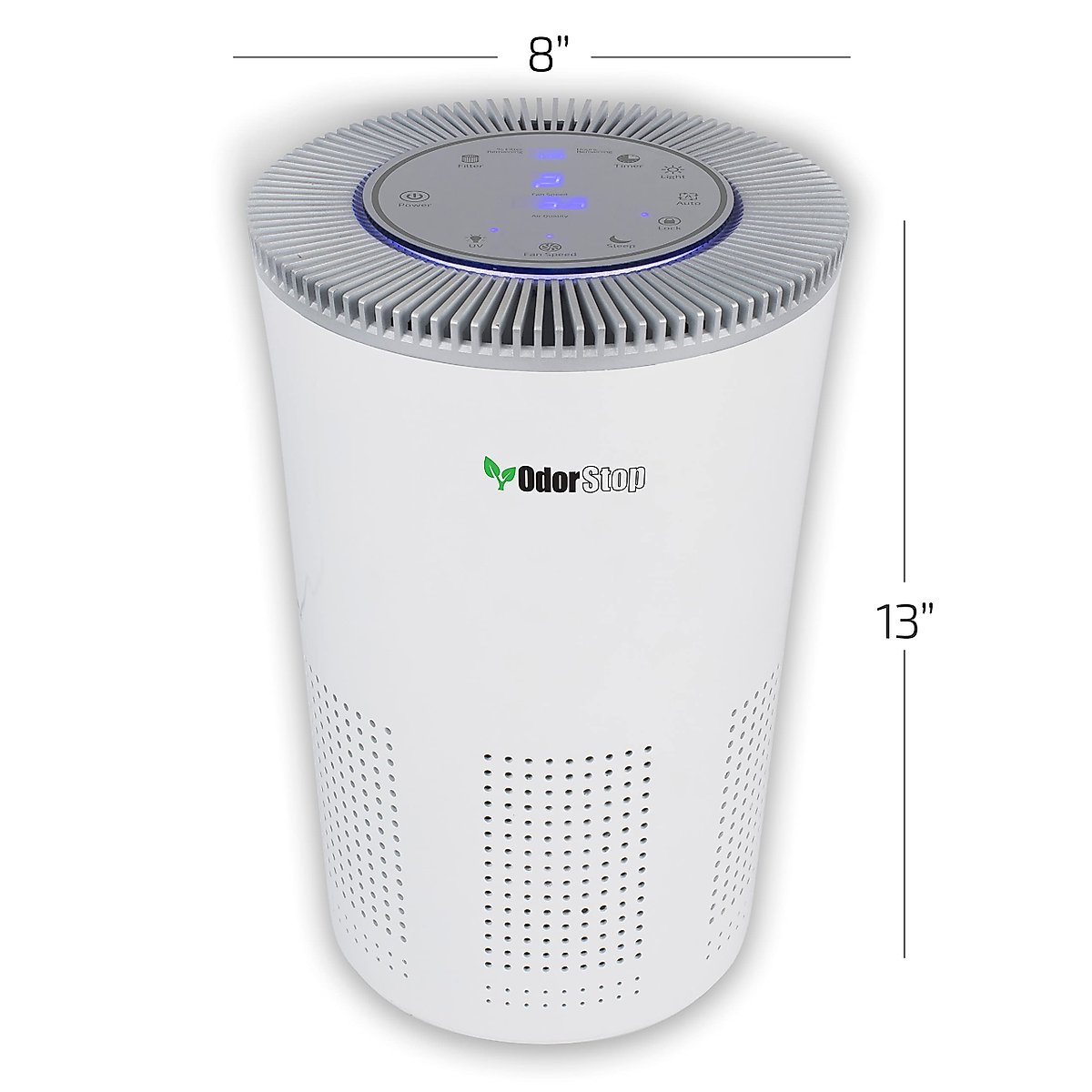 OdorStop HEPA Air Purifier with H13 HEPA Filter, UV Light, Active Carbon, Multi-Speed, Sleep Mode and Timer (OSAP5, Bright White)