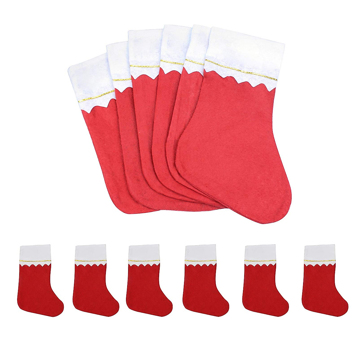 SdeNow Christmas Stockings Bulk 15" Red Felt Christmas Stockings set Xmas Red and White Christmas Stockings Christmas Decorations Party Ornament (12 Pack)