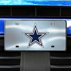 FANMATS 24531 Dallas Cowboys Stainless Steel Front License Plate with Large 3D Molded Team Metal Emblem 6"x12"
