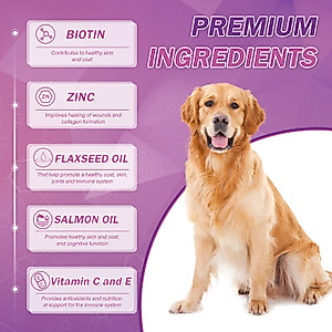 Omega 3 Fish Oil for Dogs Dog Skin and Coat Supplement Omega 3 for Dogs Shiny Coats Dog Skin Allergy Relief for Dogs Itching Reduce Shedding EPA & DHA Fatty Acids Salmon Oil Supplement 200 Ct