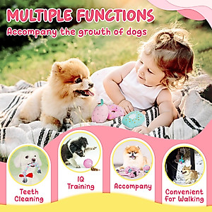 XIUGOAL Pink Puppy Toys for Boredom - 23 Pack Puppy Chew Toys for Teething, Interactive Dog Toys for Puppies, Cute Small Dog Toys with Treat Ball, Squeaky Dog Chew Toys and Ropes