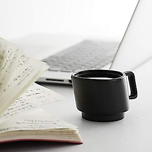 DOWAN Espresso Coffee Cups, Ceramic Demitasse Cups Set of 4, Stackable Espresso Mugs for Coffee, Latte, Cafe Mocha, Ideal Fit for Espresso Machine and Coffee Maker, Matte Black, 2.5 oz (70mL)