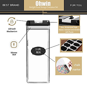 Zymise AMAHLE Ohwin 7 Pcs Airtight Food Storage Container Set - Kitchen & Pantry Organization Containers - Labels & Chalk Marker - BPA Free Clear Plastic Kitchen and Pantry Organization Containers