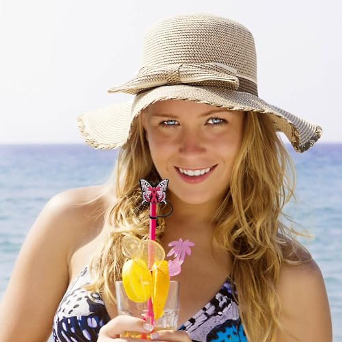 Butterfly Silicone Straw Tips Cover - 16 Pack Colorful Butterfly Cool Animal Reusable Drinking Straw Caps Lids Dust-Proof Straw Plugs for 6-8 mm(1/4 Inch) Straw Travel Home Outdoor Party