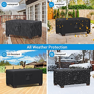 Mrrihand Patio Coffee Table Cover, Patio Furniture Covers for Coffe Table, Waterproof Rectangular Outdoor Small Side Table Cover with with Air Vent and Handles-36×22×18 inch