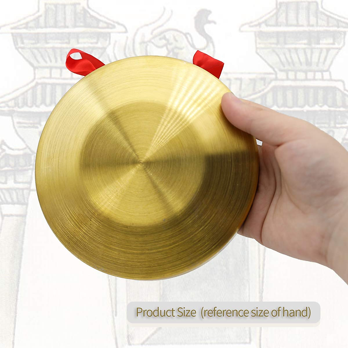 GTHER 15cm 5.9in Chinese Traditional Percussion Instrument Gong with Wooden Hammer Beater Mallet & Hanging String