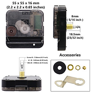 TIKROUND 12888 Quartz DIY Wall Clock Movement Mechanism Battery Operated DIY Repair Parts Replacement with 4 Sets Hands Total Shaft Length 23/32 inch .…