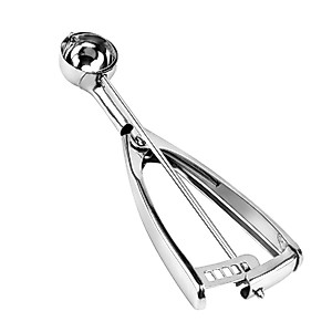 Ice Cream Scoop with Trigger Set of 3, 18/8 Stainless Steel Metal Small Medium Large Cookie Dough Scoop for Baking Melon Ball Cupcakes 1+1.5+2 Tablespoon