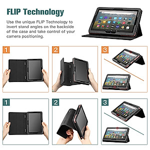 Fintie Case for All-New Amazon Fire HD 8 and Fire HD 8 Plus Tablet (10th Generation, 2020 Release) - [Flex Stand] Premium Vegan Leather Multi-Angle Folio Cover with Auto Sleep Wake, Shades of Blue