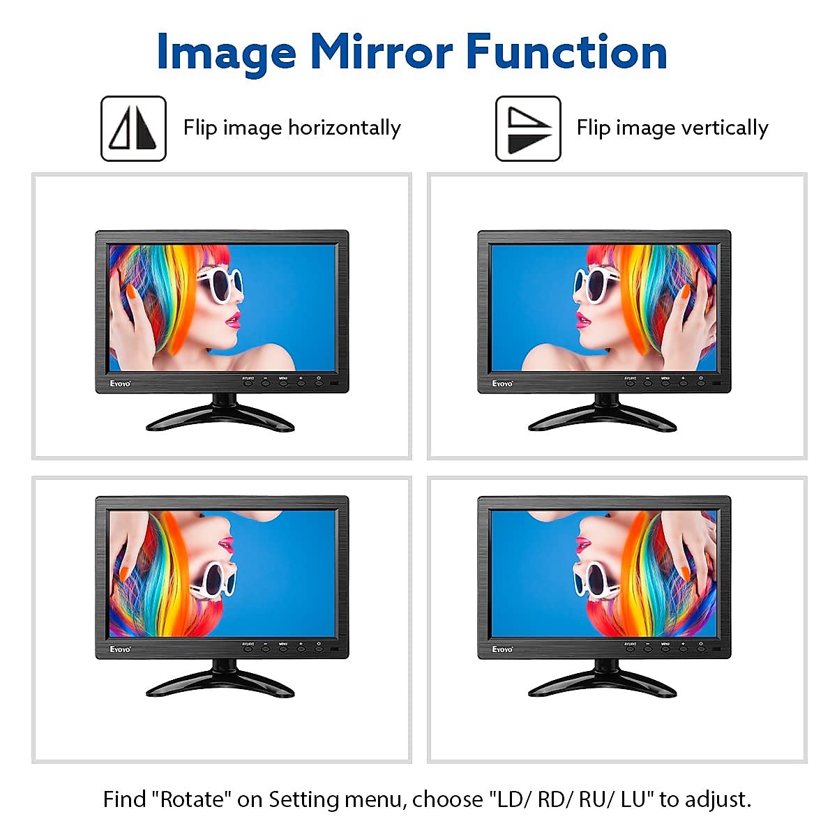 Eyoyo 10 Inch Monitor 1024x600 Small Display HD TFT LCD Display Screen Support AV VGA BNC HDMI Video Input for CCTV DVD PC DVR with Speakers and Remote Control