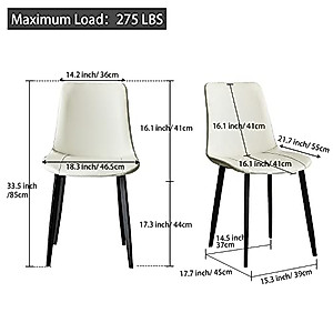Ironalita White Dining Chairs Set of 4, Faux Leather Mid Century Modern Chairs with Metal Chair Legs, Kitchen Chairs for Dining Room, Restaurant, Living Room